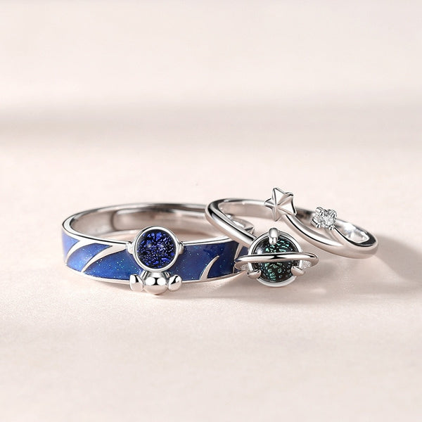 Astronaut Galaxy Star Heart Spaceman Couple Ring – ESS6 Fashion