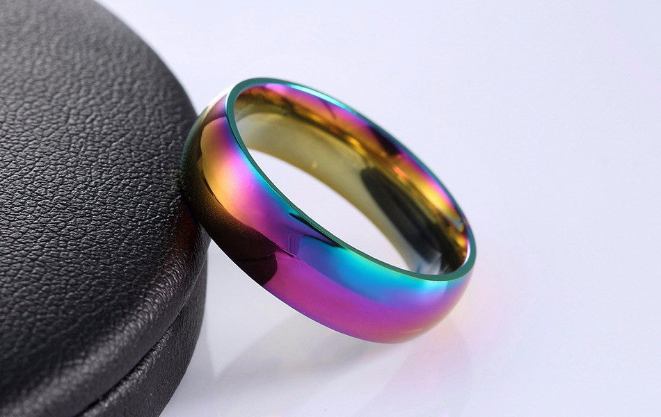 Titanium Steel Rainbow Color Ring – ESS6 Fashion