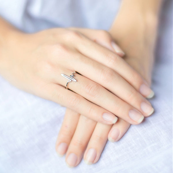 925 Sterling Silver Heartbeat Rhythm Ring – ESS6 Fashion