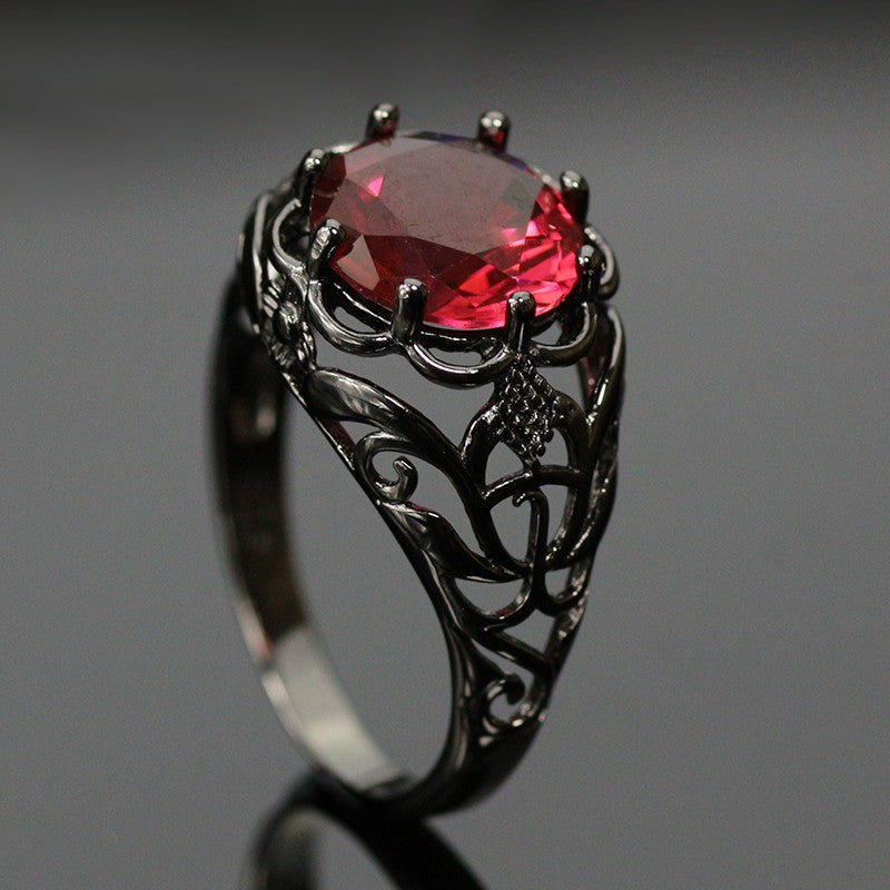 Black Gold Filled Mysterious Ruby Ring – ESS6 Fashion